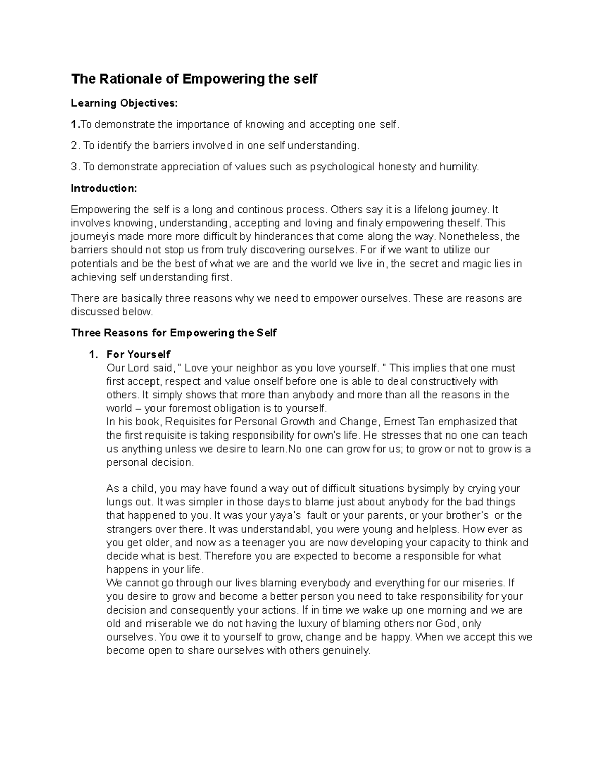 The Rationale of Empowering the self - The Rationale of Empowering the ...