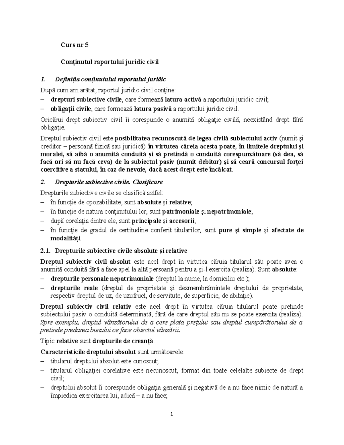 5. Curs nr. 5, Dreptul afacerilor - Curs nr 5 Conţinutul raportului ...
