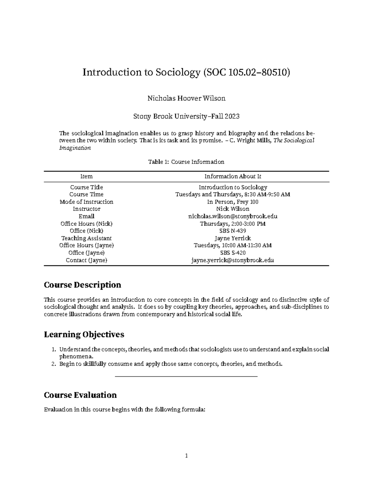 SOC105 Syllabus - Introduction to Sociology (SOC 105–80510) Nicholas ...
