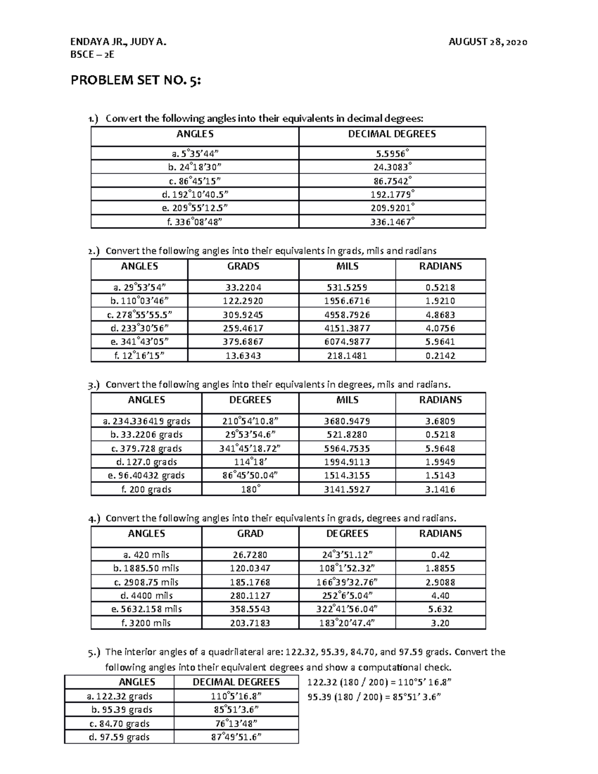474051939 Problem Set No 5 docx - BSCE – 2E PROBLEM SET NO. 5: 1 ...