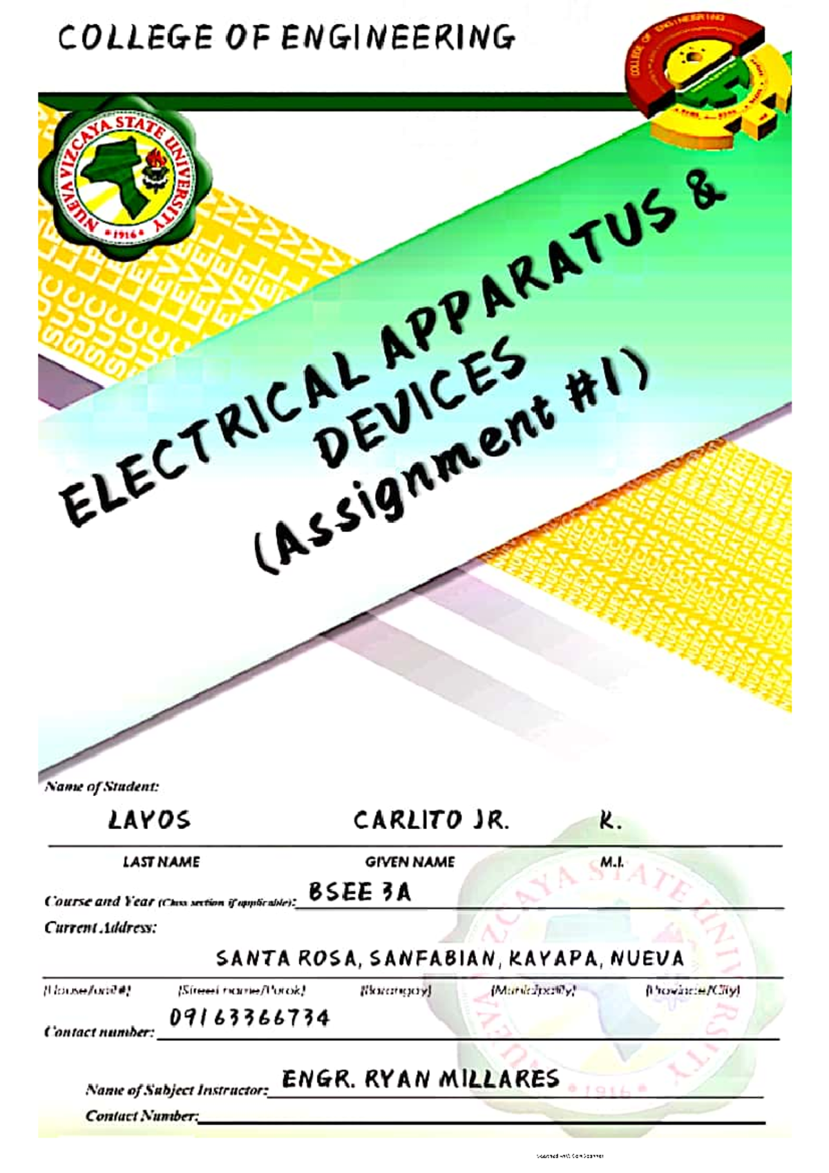 Electrical apparatus im 1 assignment - Mechanical Engineering - NVSU - Studocu