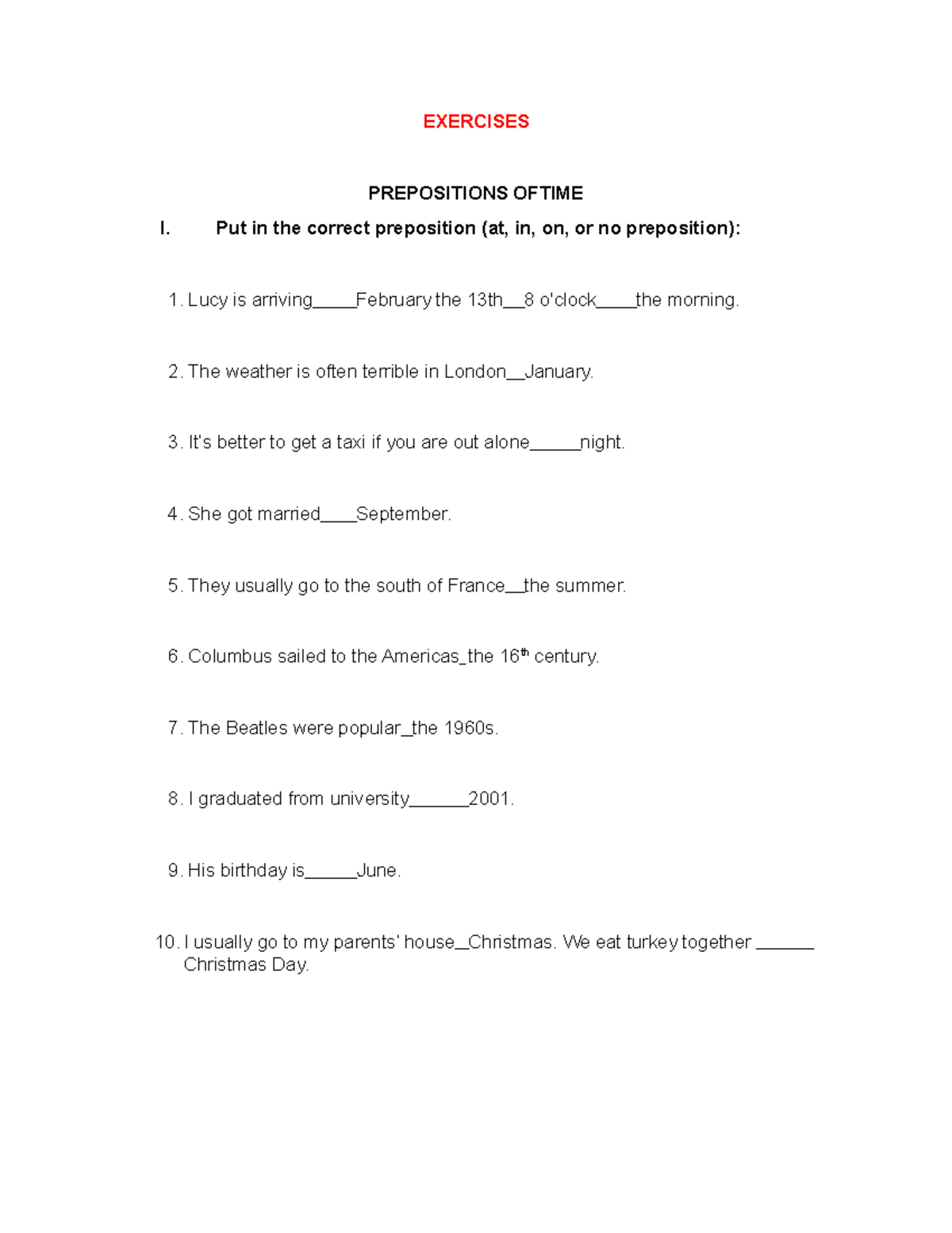 Classwork Apuntes 1 EXERCISES PREPOSITIONS OFTIME I Put In The classwork-apuntes-1-exercises-prepositions-oftime-i-put-in-the