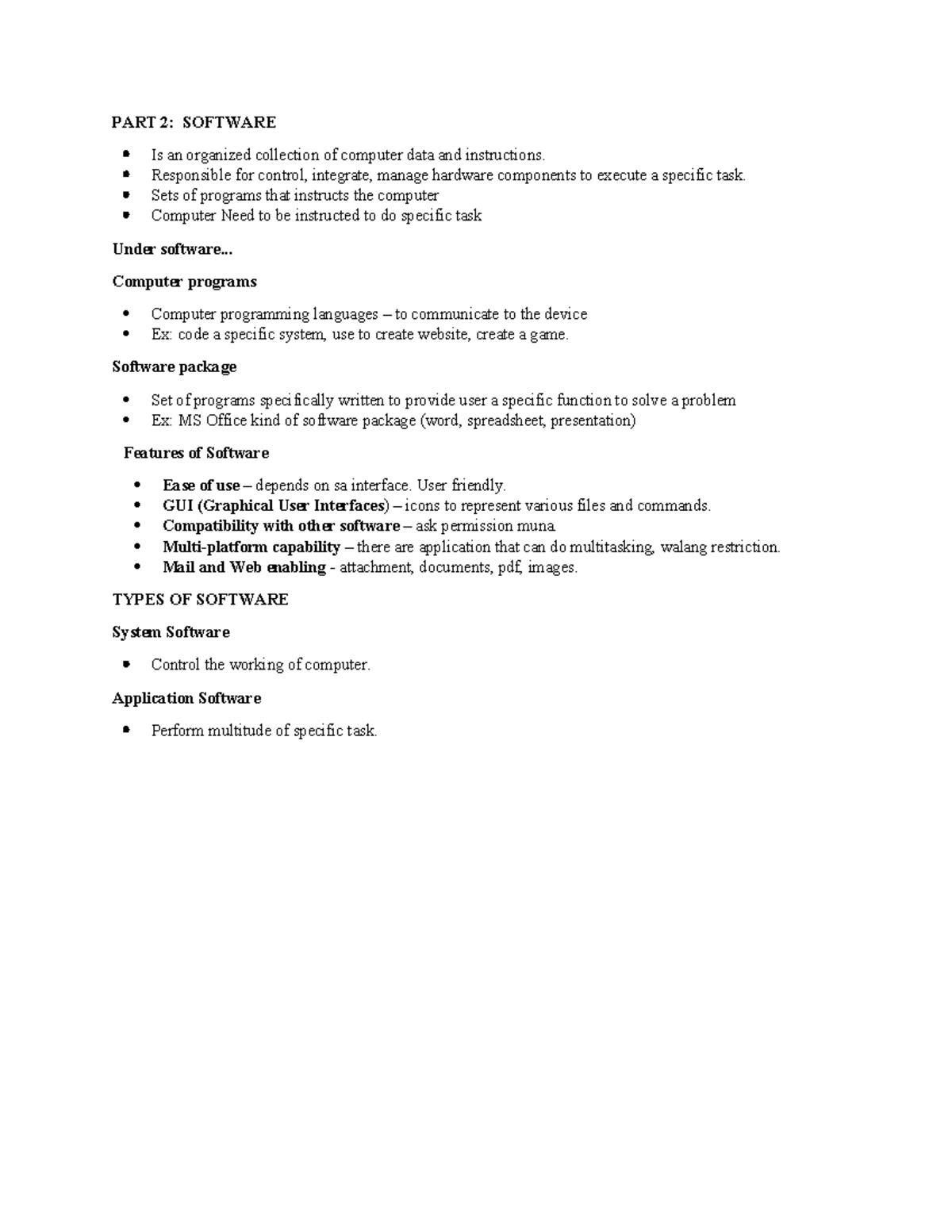 Part 2 Software Part 2 Software Is An Organized Collection Of Computer Data And Instructions