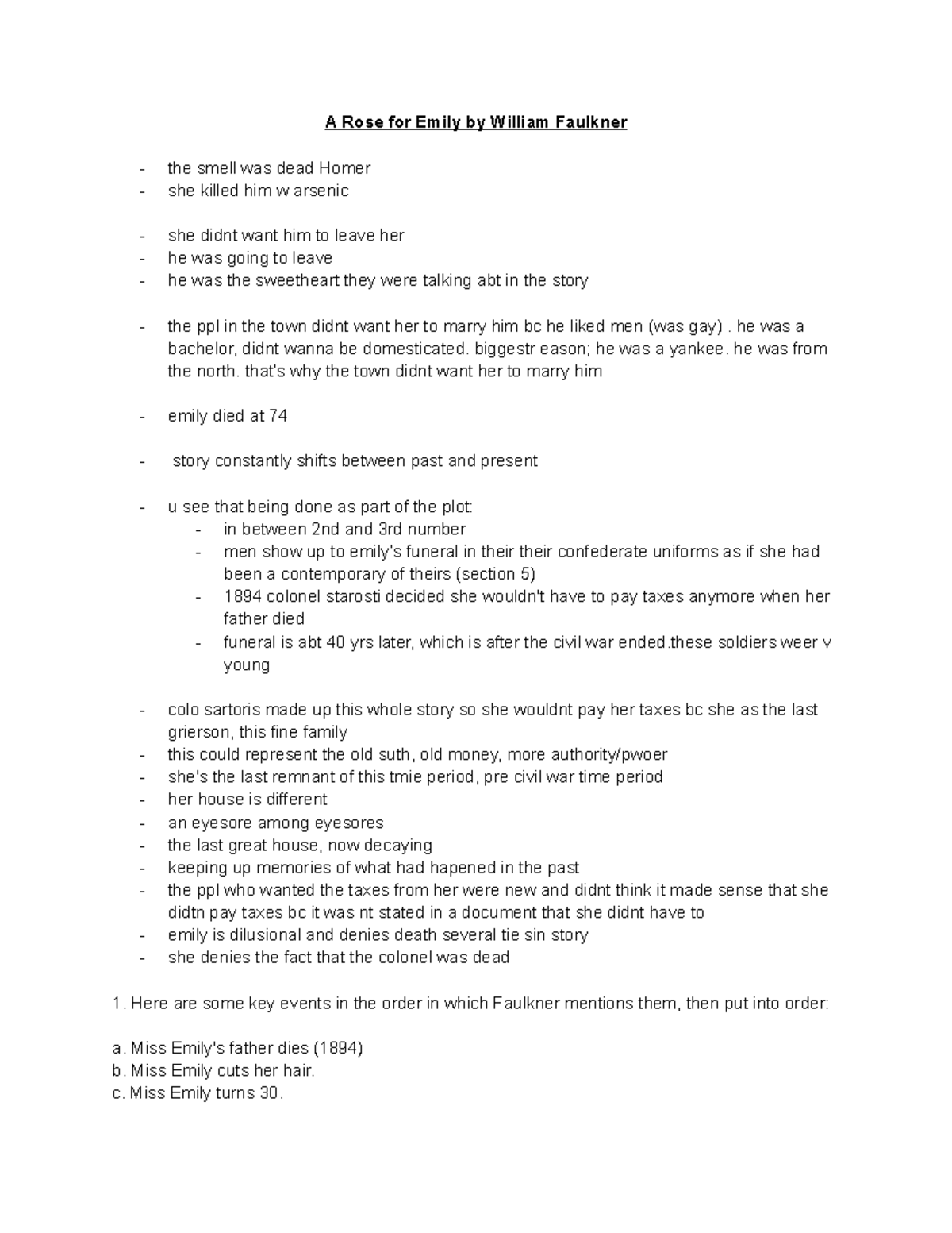 A Rose For Emily by William Faulkner - A Rose for Emily by William ...