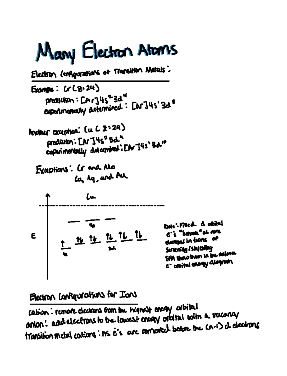 Outline #24 Many Electron Atoms (Electron Configurations (Con’t ...