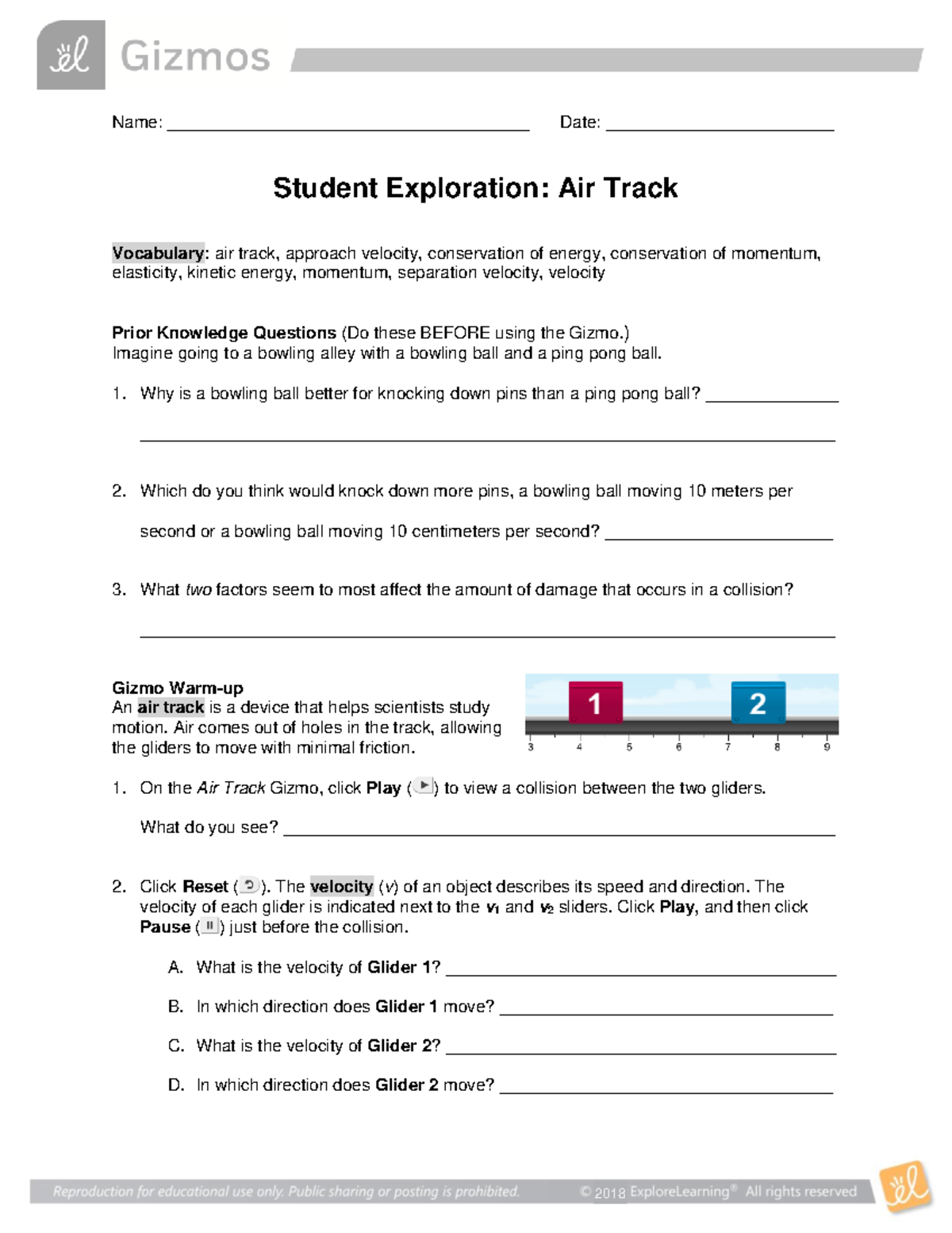 Airtrack SE - physics - Name ...