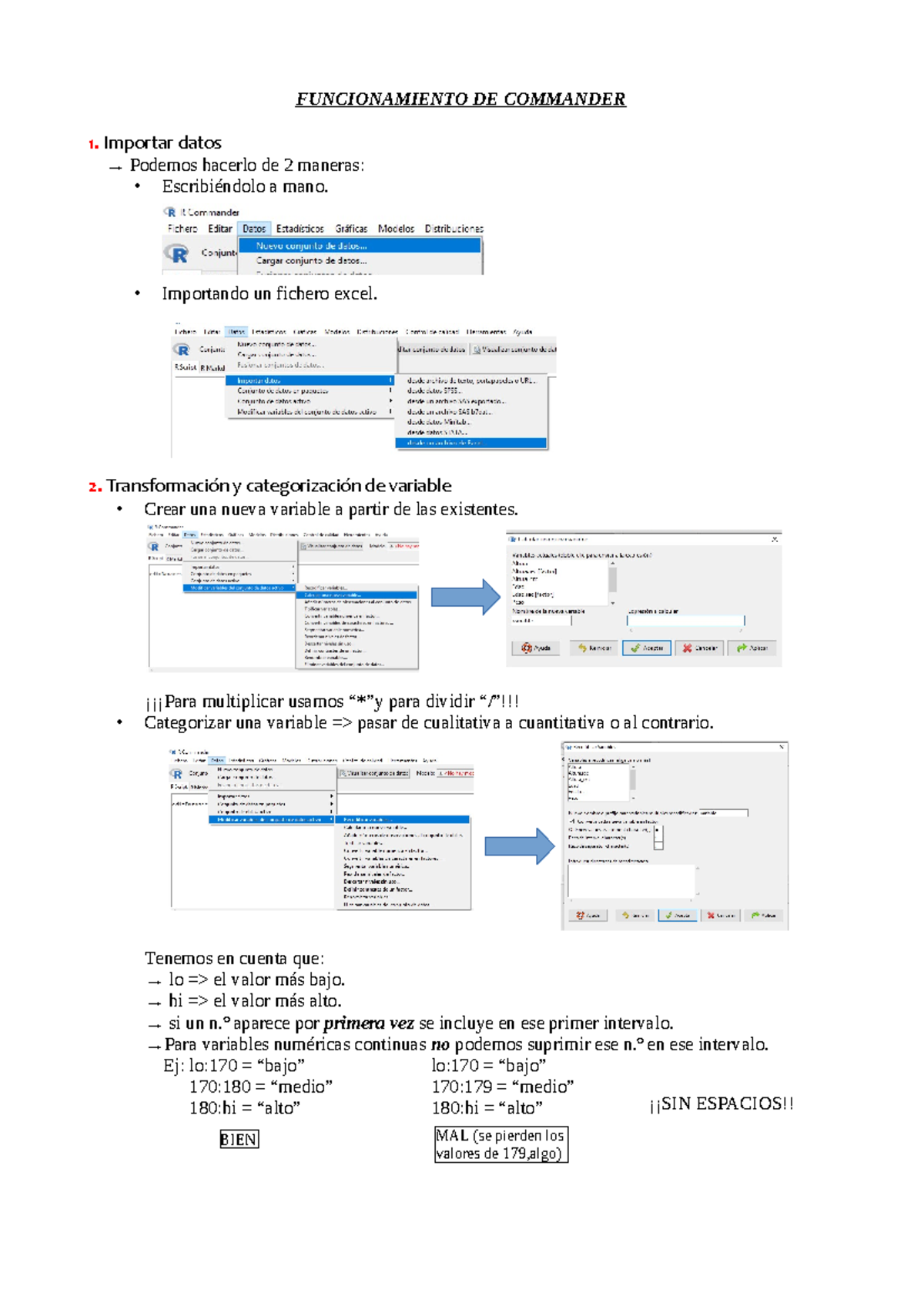 Instrucciones Commander (prácticas 1 y 2) - FUNCIONAMIENTO DE COMMANDER Importar datos → Podemos ...