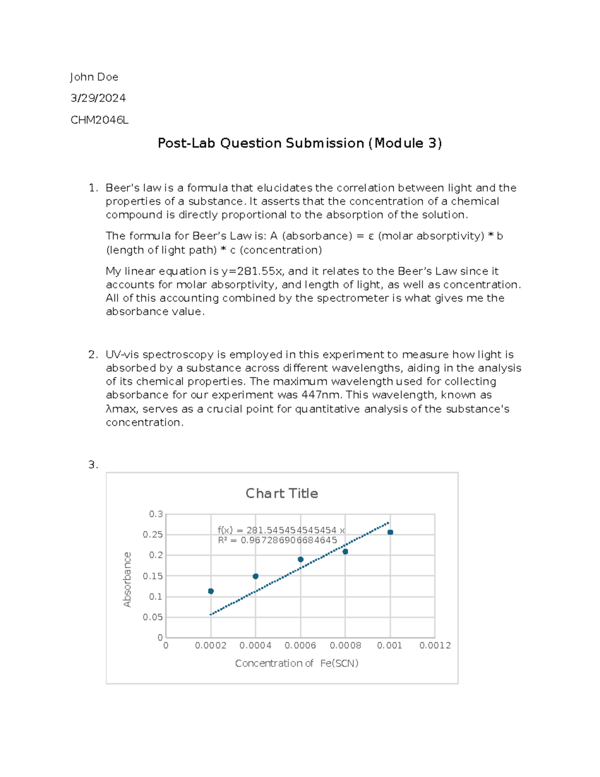 Post lab 3 chem 2 - The postlab assignment for module 3 of the ...