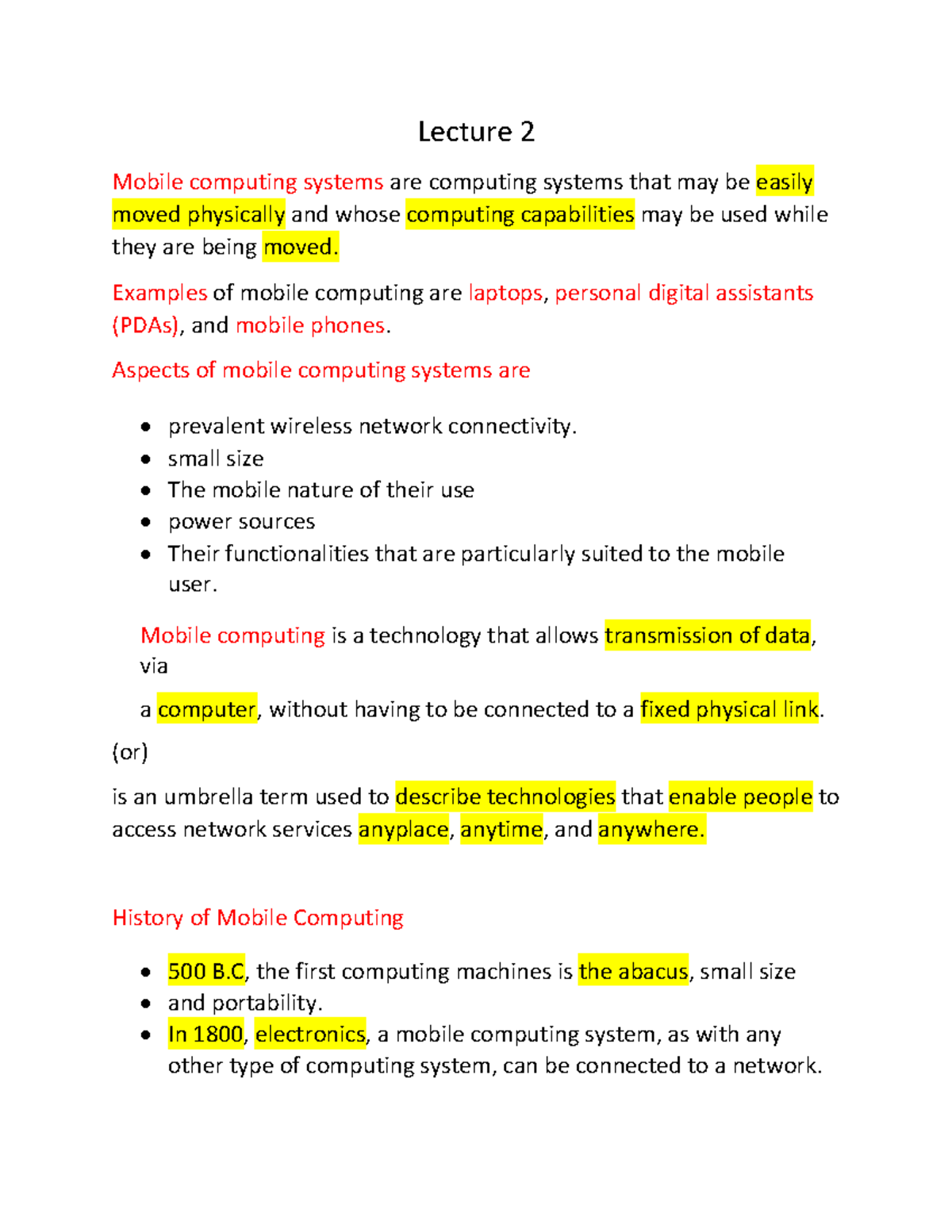 Mobile-lec2 - egfdgh - Lecture 2 Mobile computing systems are computing systems that may be ...