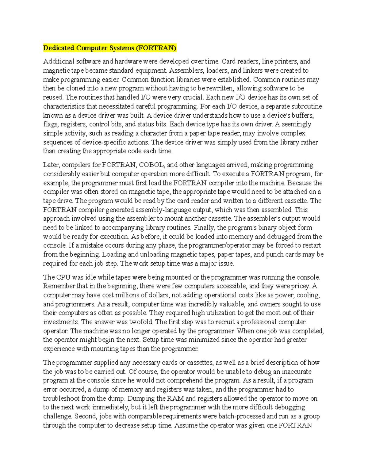 Dedicated Computer Systems ( Fortran) - Dedicated Computer Systems (FORTRAN) Additional software ...