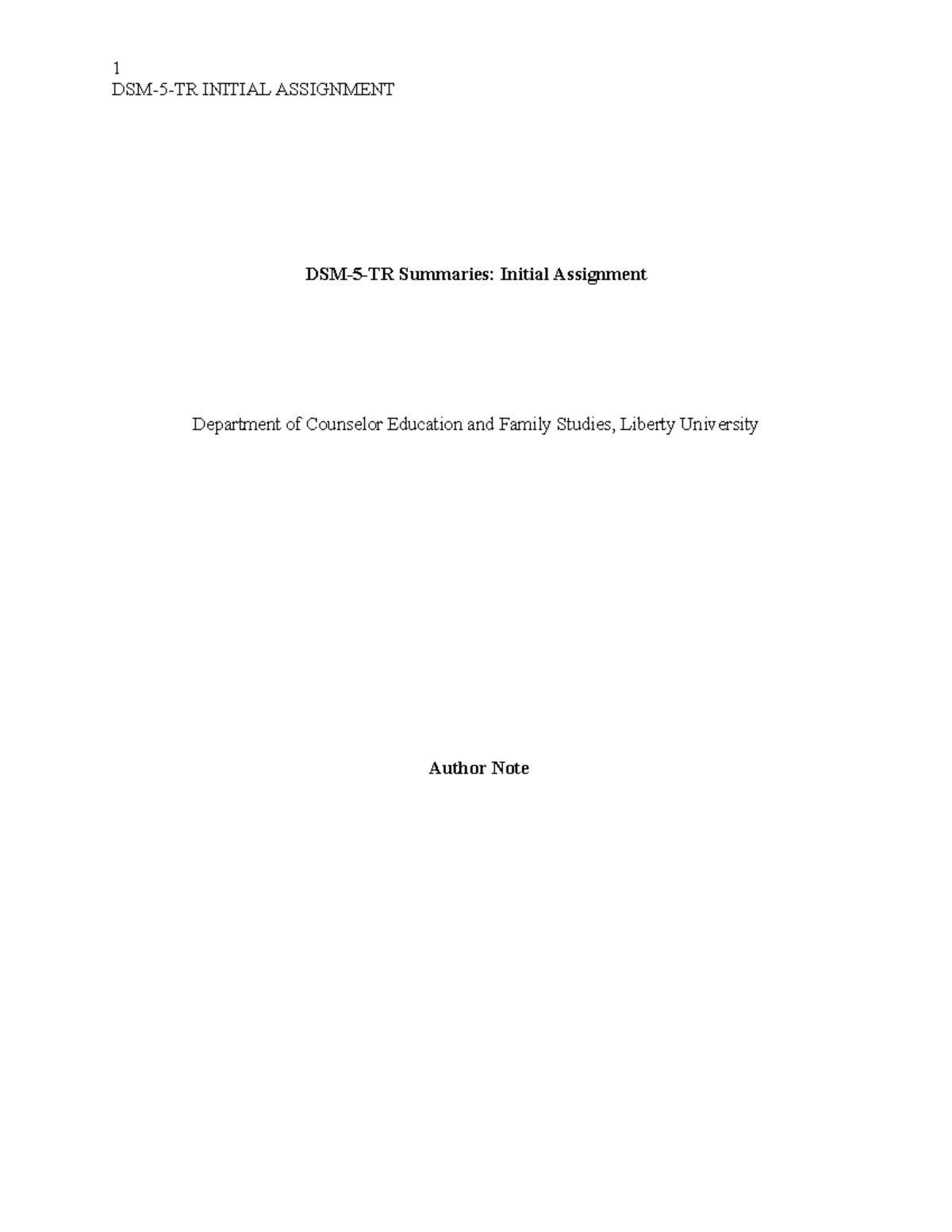 Villasana Initial Dsm 5 Dsm 5 Tr Initial Assignment Dsm 5 Tr Summaries Initial Assignment