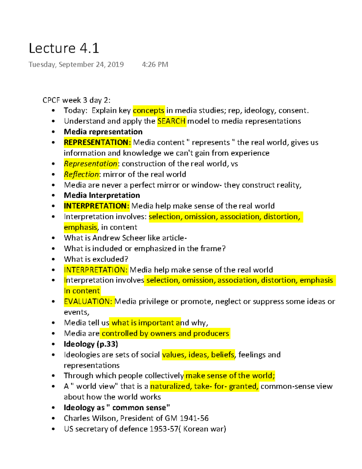 Lecture 4 - cpcf notes - CPCF week 3 day 2: - Today: Explain key ...