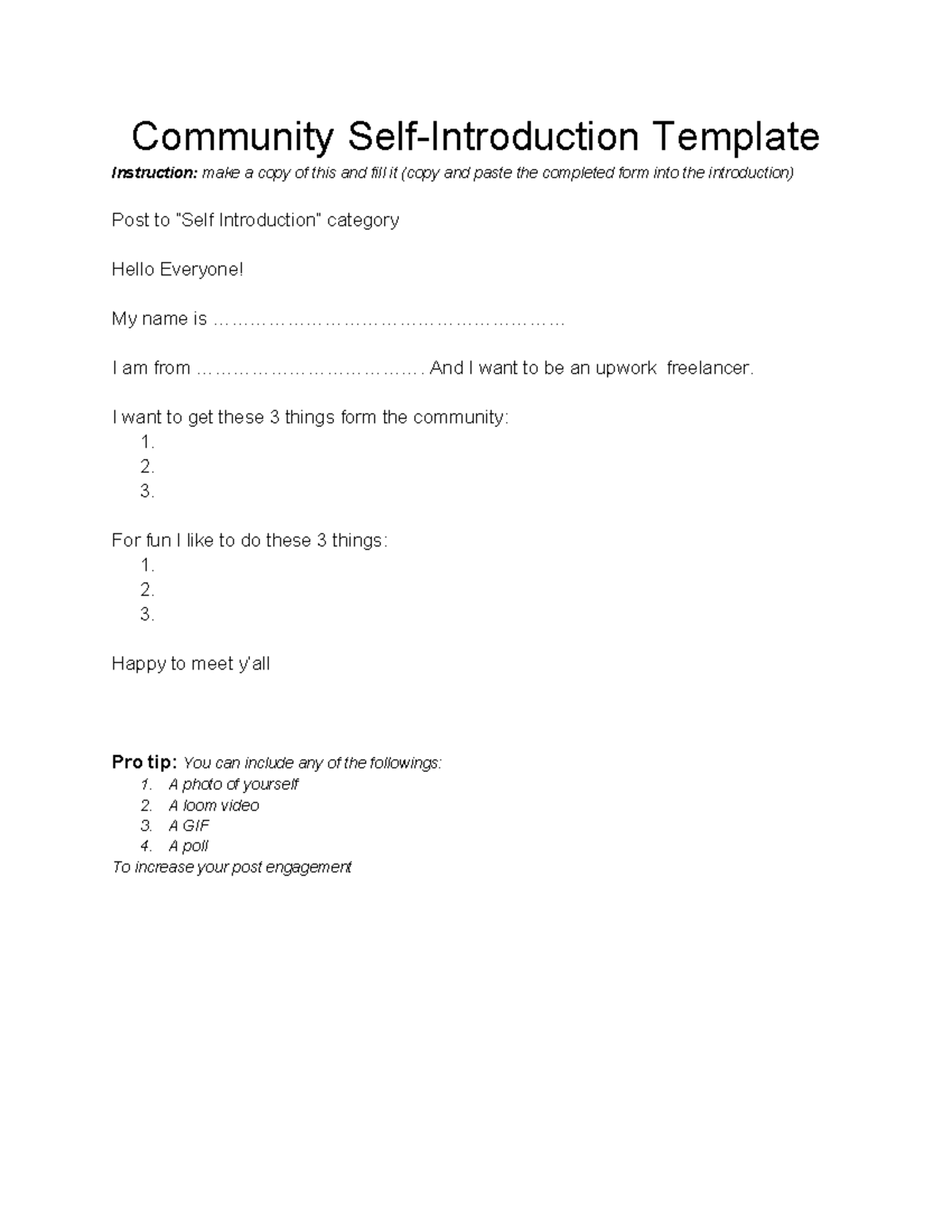 Self-Introduction Guide - Community Self-Introduction Template ...