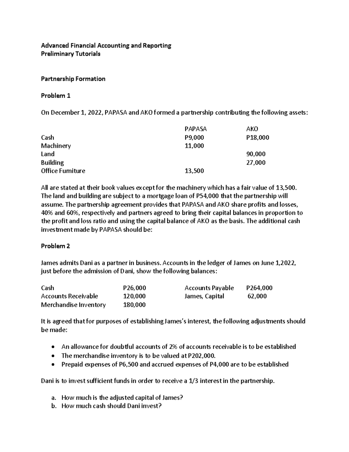 Advanced Financial Accounting and Reporting - Advanced Financial ...