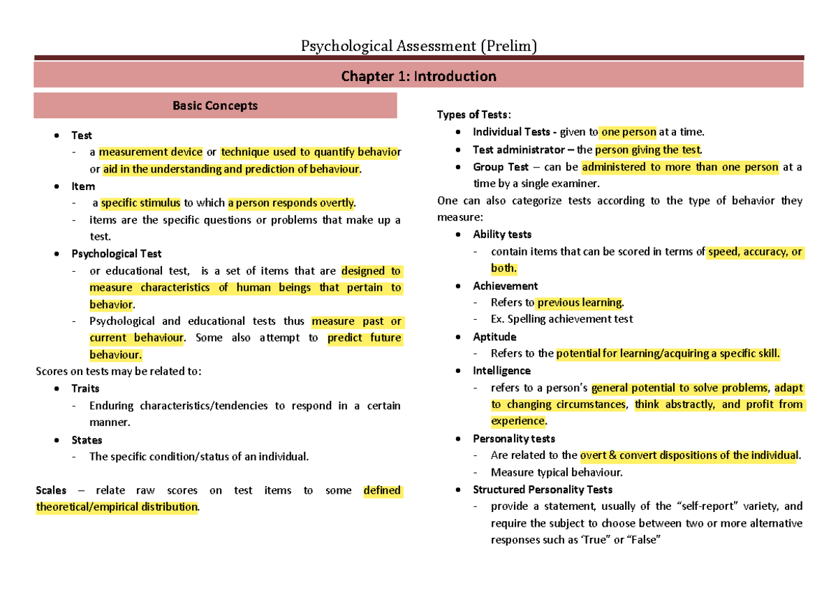 1Prelim Basic Concepts - Test - a measurement device or technique used ...