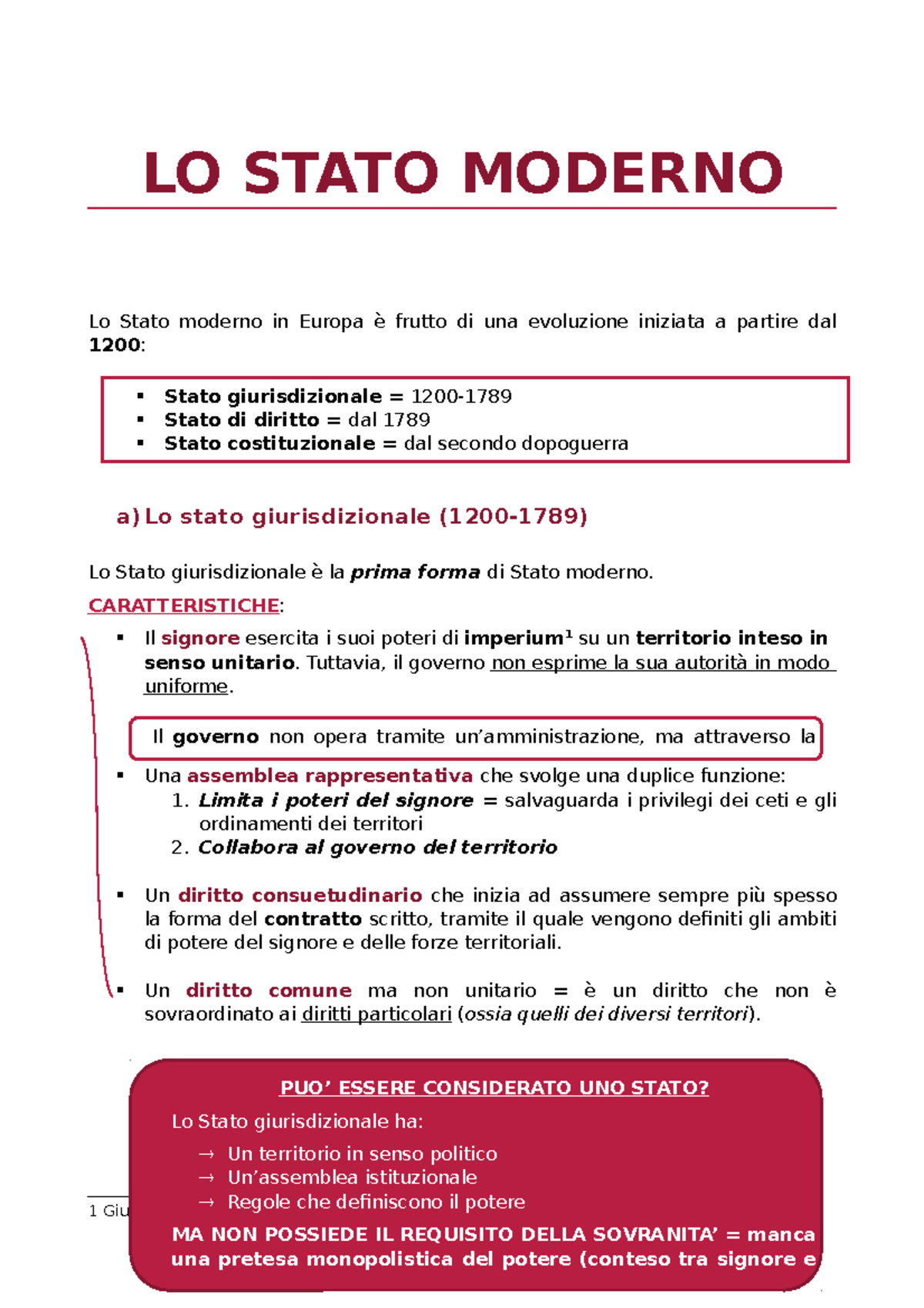 Storia schemi - Capitoli 1-6 "Lo Stato moderno in Europa" - Fioravanti ...