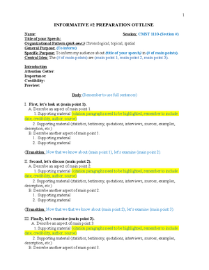 Problem-Cause-Solution Outline - 1 OUTLINE Name: Session: CMST Title of ...