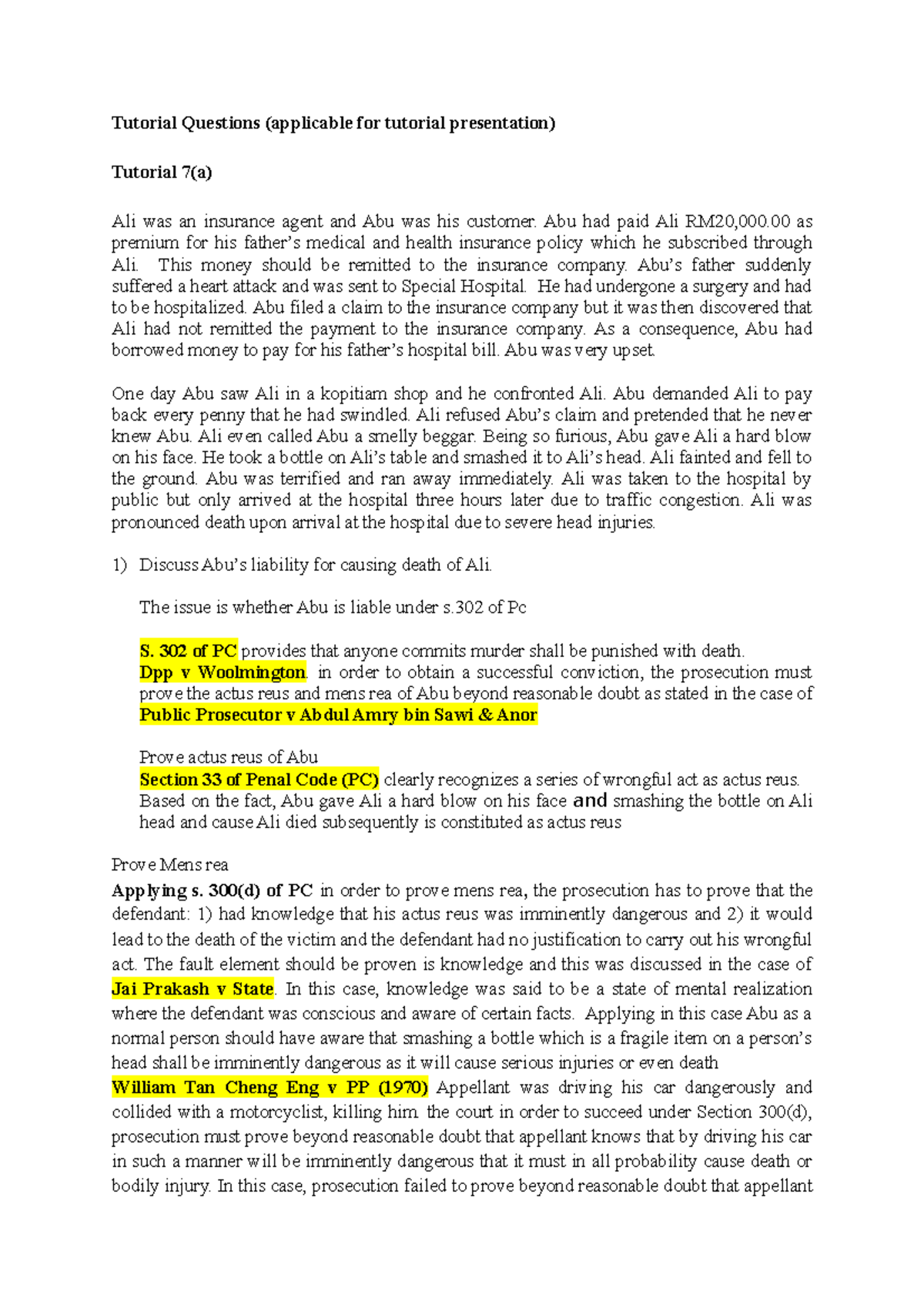 383818 Tutorial Questions Week 7a Tutorial Questions Applicable For Tutorial Presentation