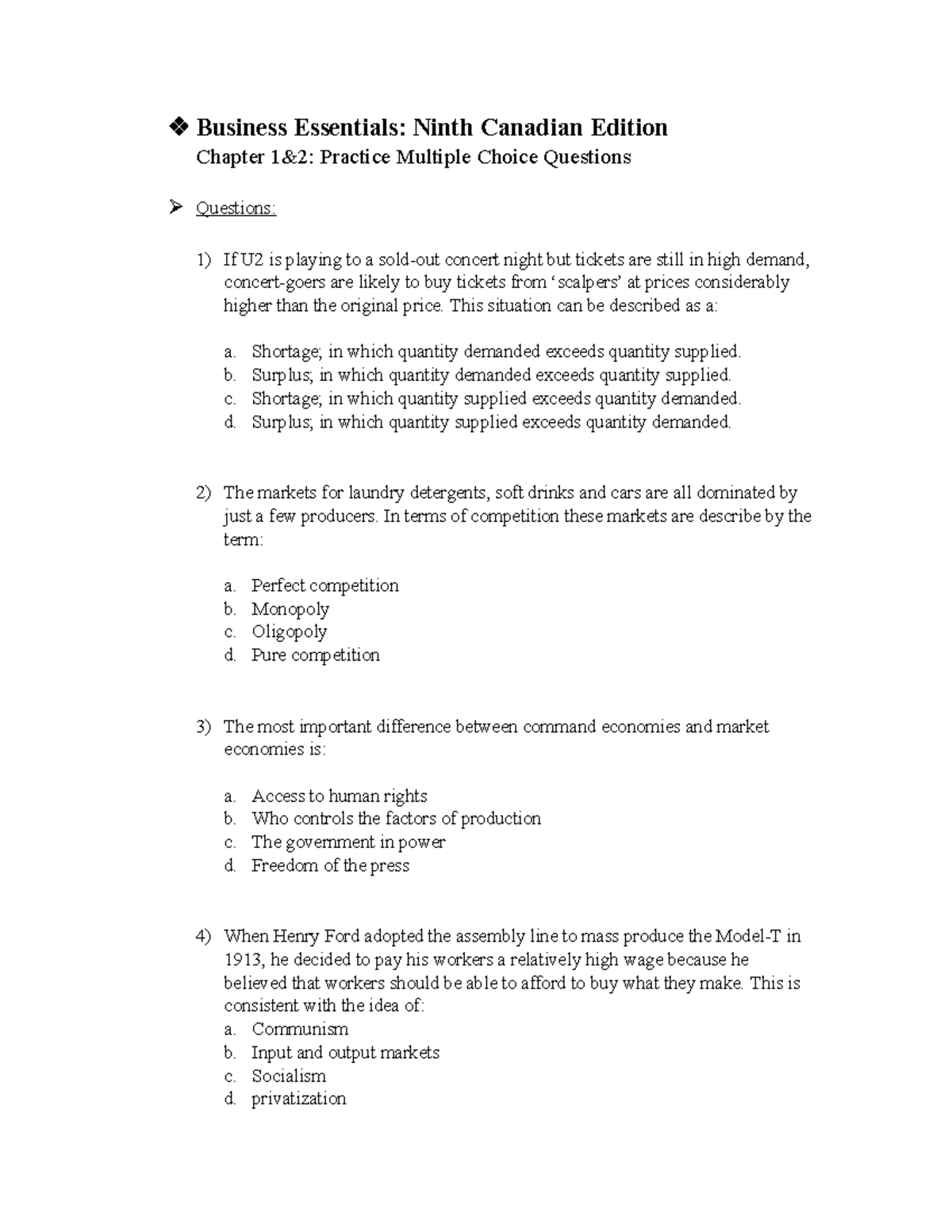 Business Essentials Practice - Business Essentials: Ninth Canadian ...