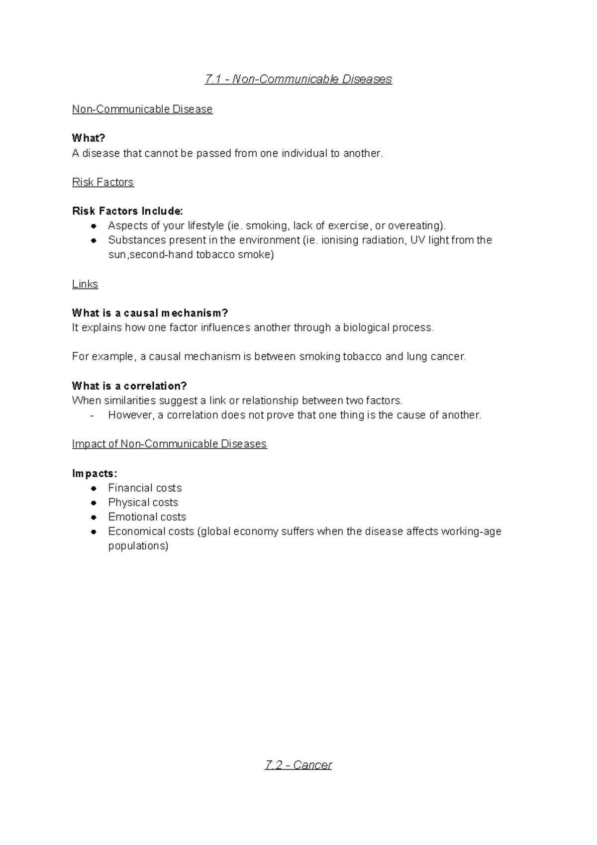 Non-Communicable Diseases - Biology Unit 7 - 7 - Non-Communicable ...
