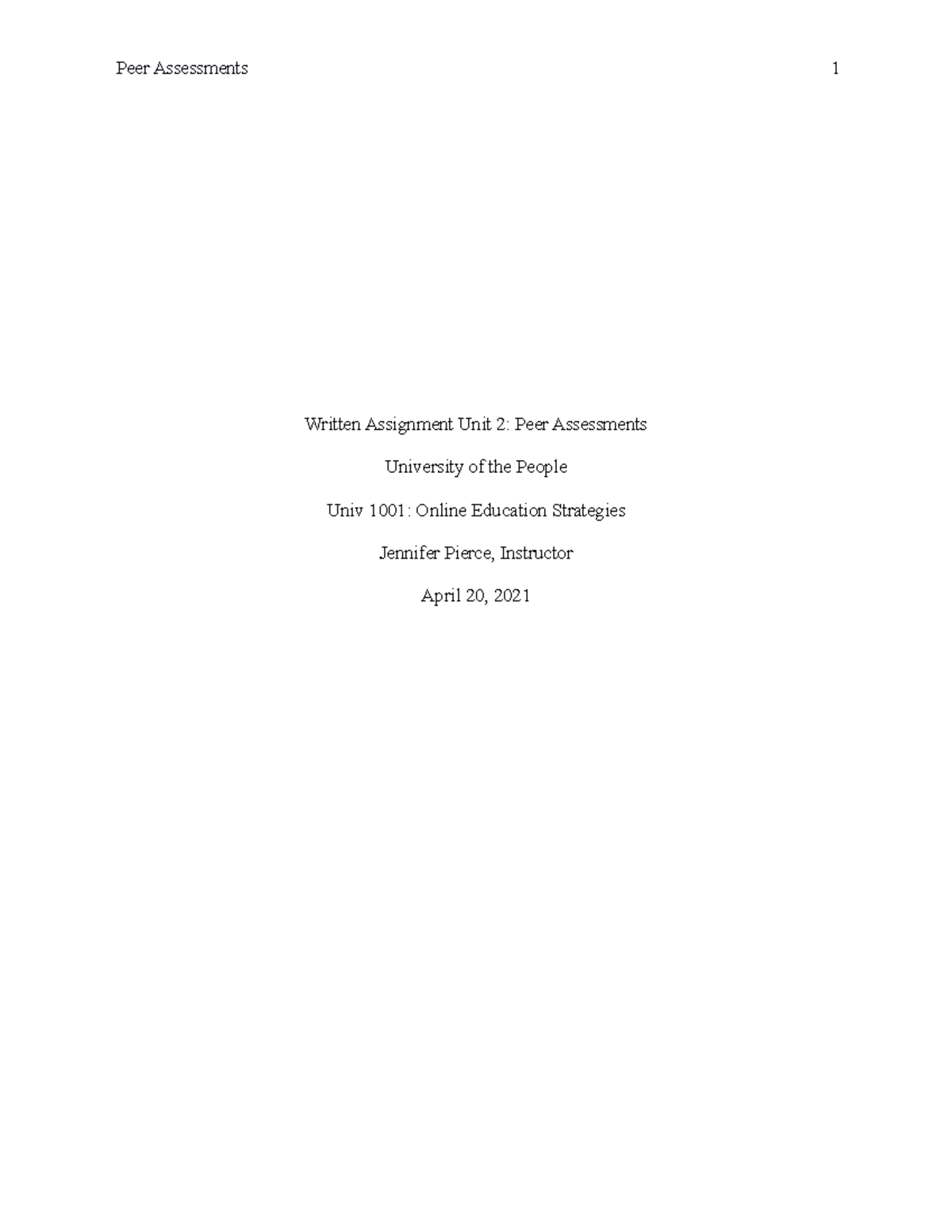 WAU2 Peer Assessments - asdfsad - Written Assignment Unit 2: Peer ...
