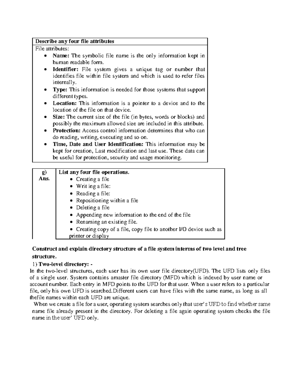 6th unit - Nice Notes - Describe any four file attributes File ...