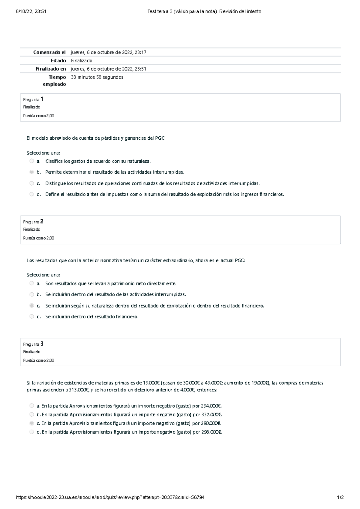 Test tema 3 (válido para la nota) Revisión del intento - 6/10/22, 23:51 ...