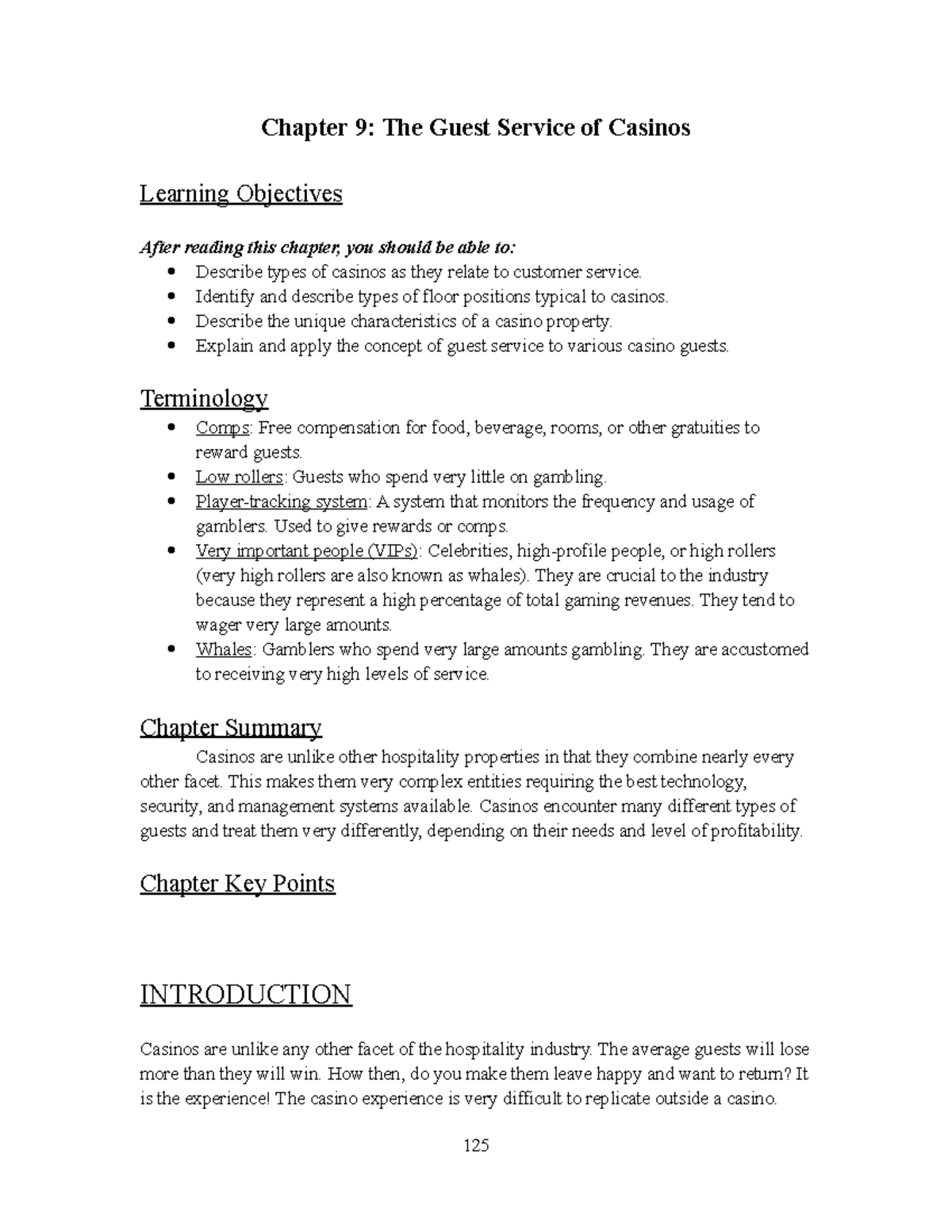 Ch09 - Instructor Manual - Chapter 9: The Guest Service of Casinos ...