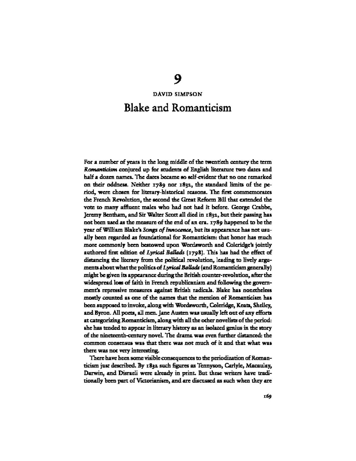 Blake and Romanticism - BA 501 - Studocu