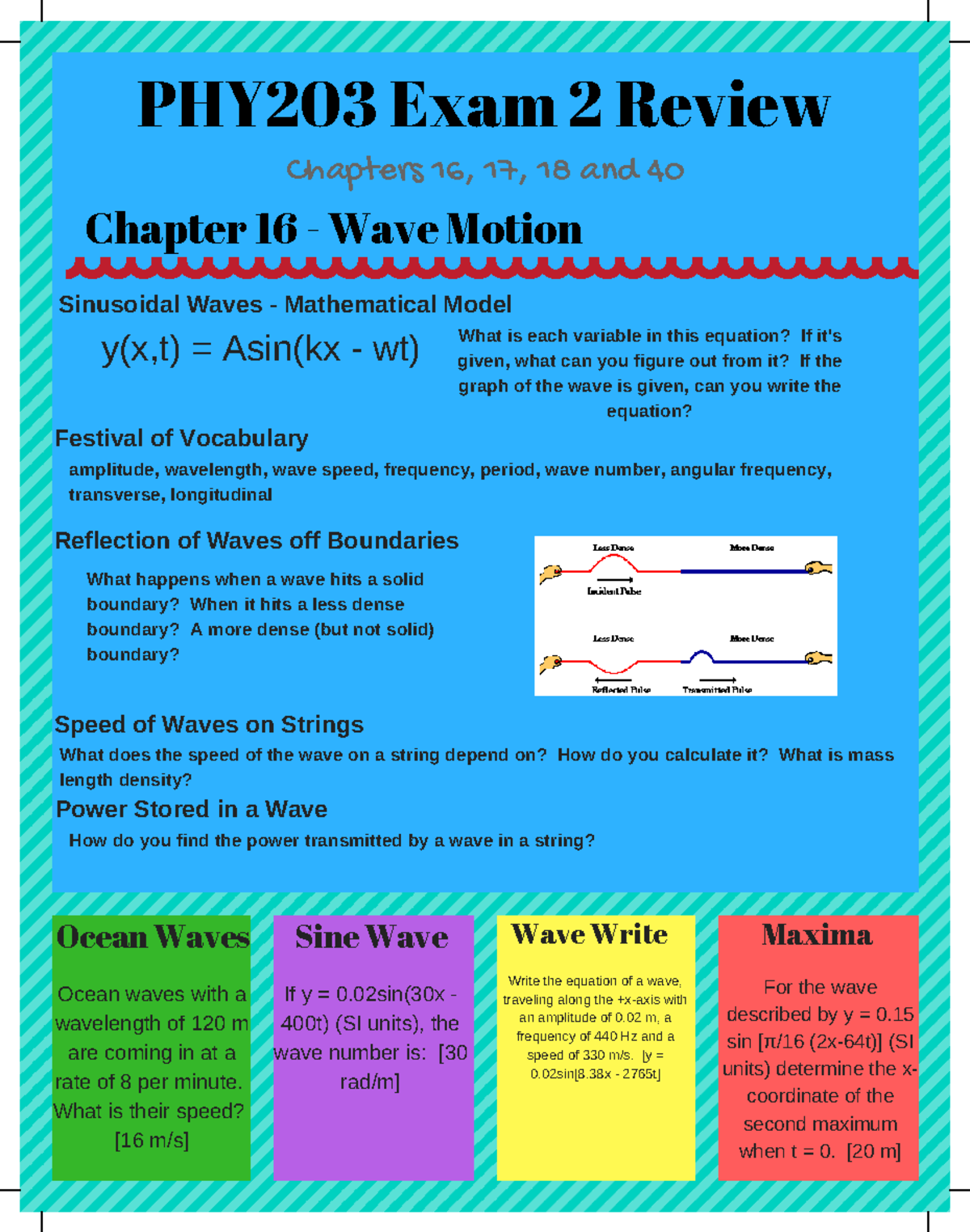 PHY203 Exam 2 Review - exam - Chapters 16, 17, 18 and 40 Chapter 16 ...