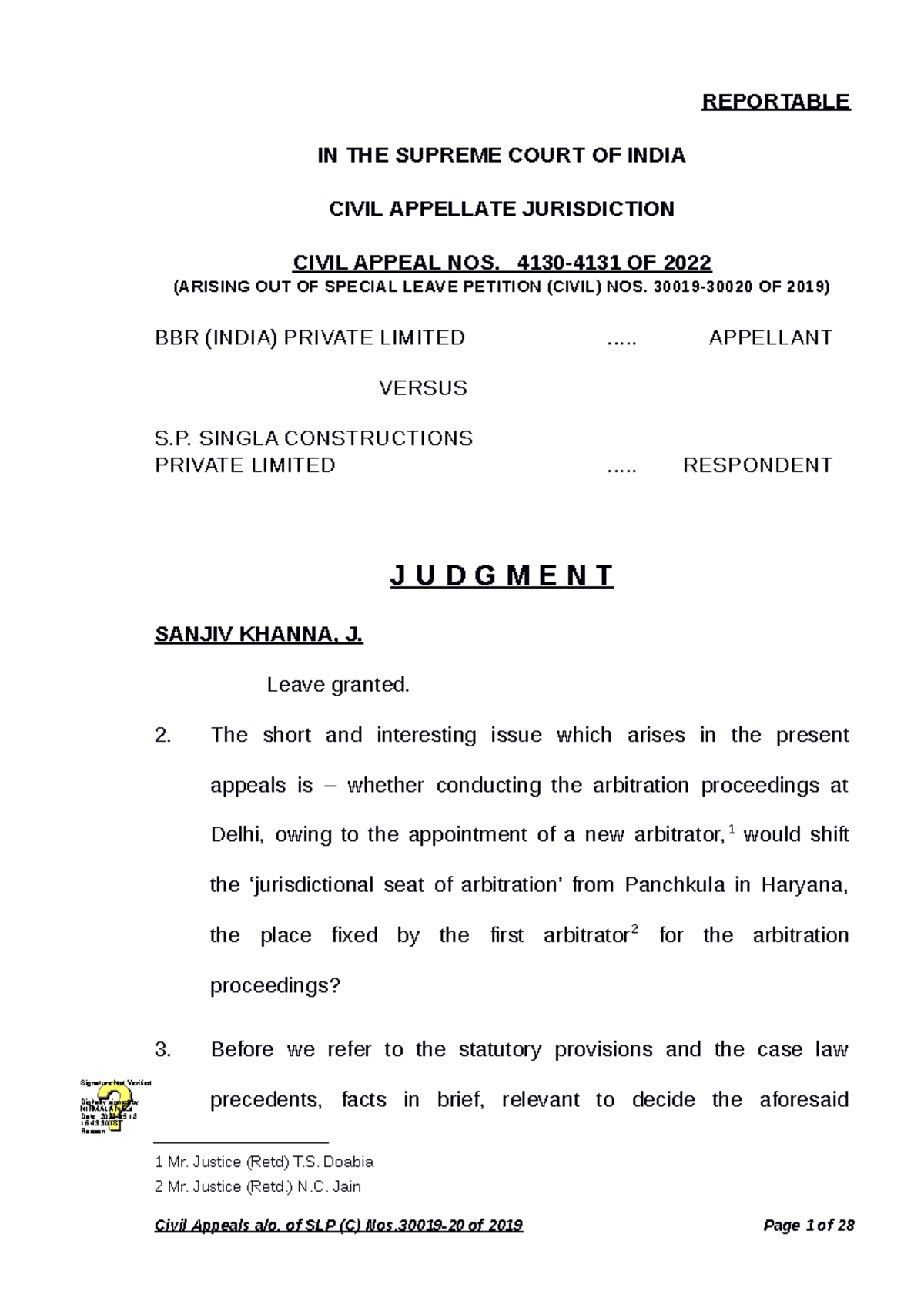 Arbitral proceedings judgment - Copy - REPORTABLE IN THE SUPREME COURT ...