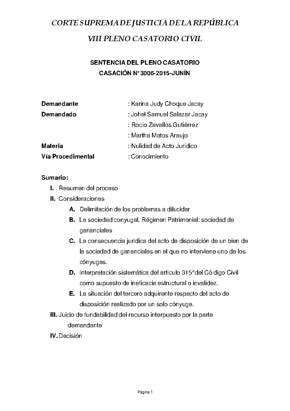 Casacion-3006-2015-Junin Wljdow - V PLENO CASATOR O C V L SENTENCIA DEL ...