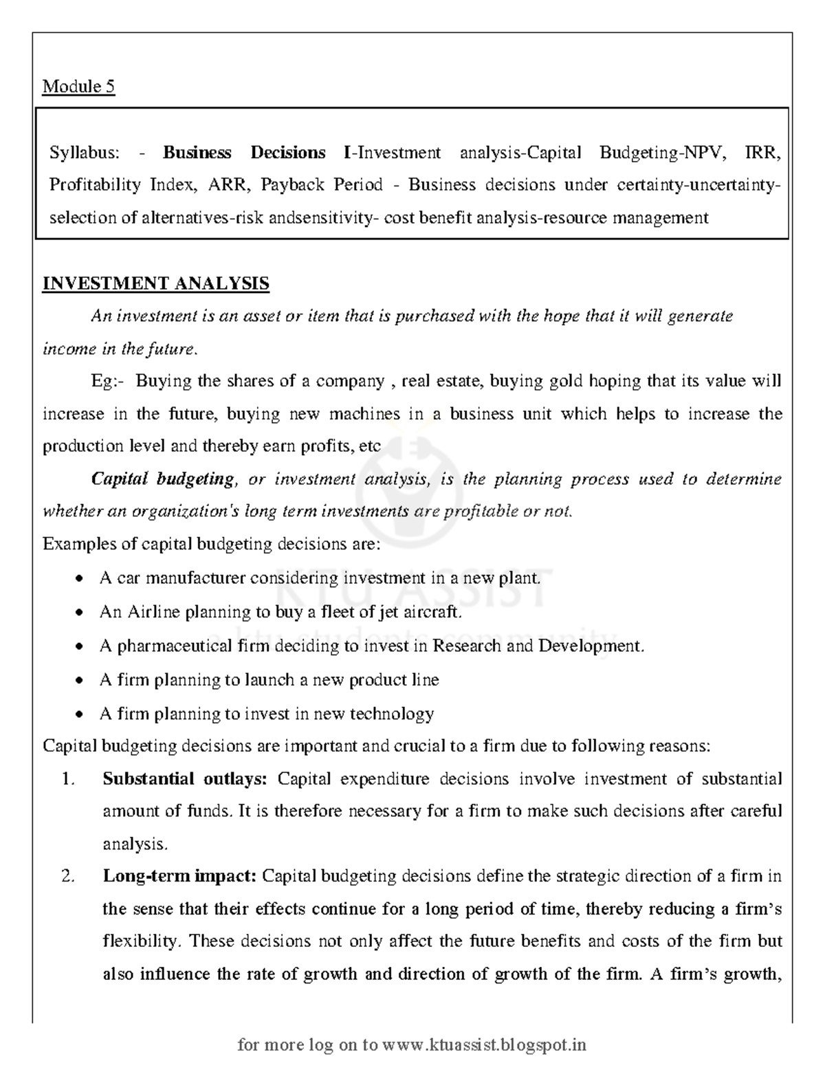 Economics module 5 - Module 5 Syllabus: - Business Decisions I ...