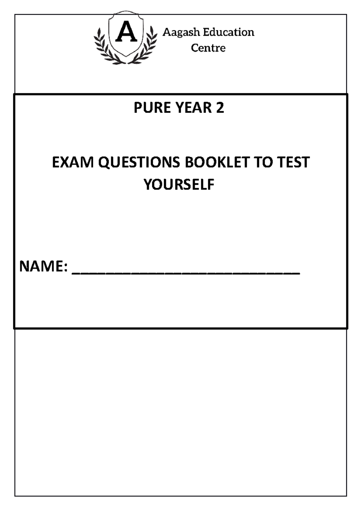 Y2 Booklet - dddd - PURE YEAR 2 EXAM QUESTIONS BOOKLET TO TEST YOURSELF ...