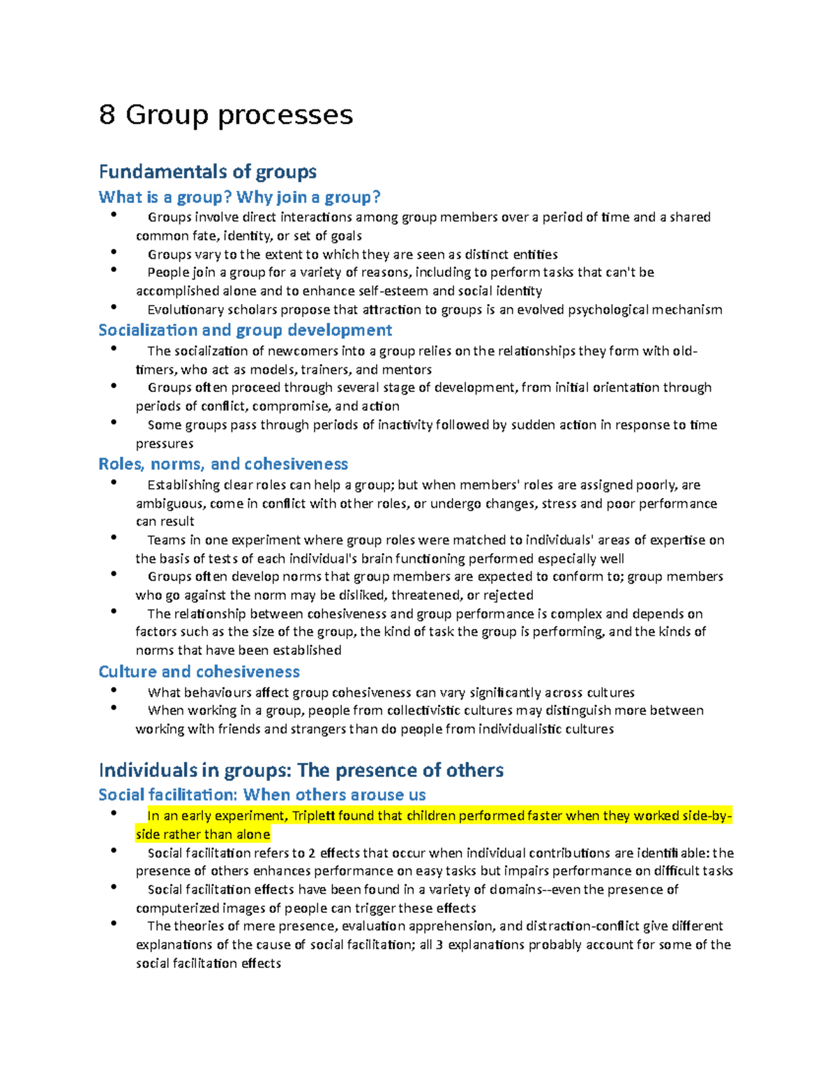 PSYC 345 Ch 8 Group processes - 8 Group processes Fundamentals of ...