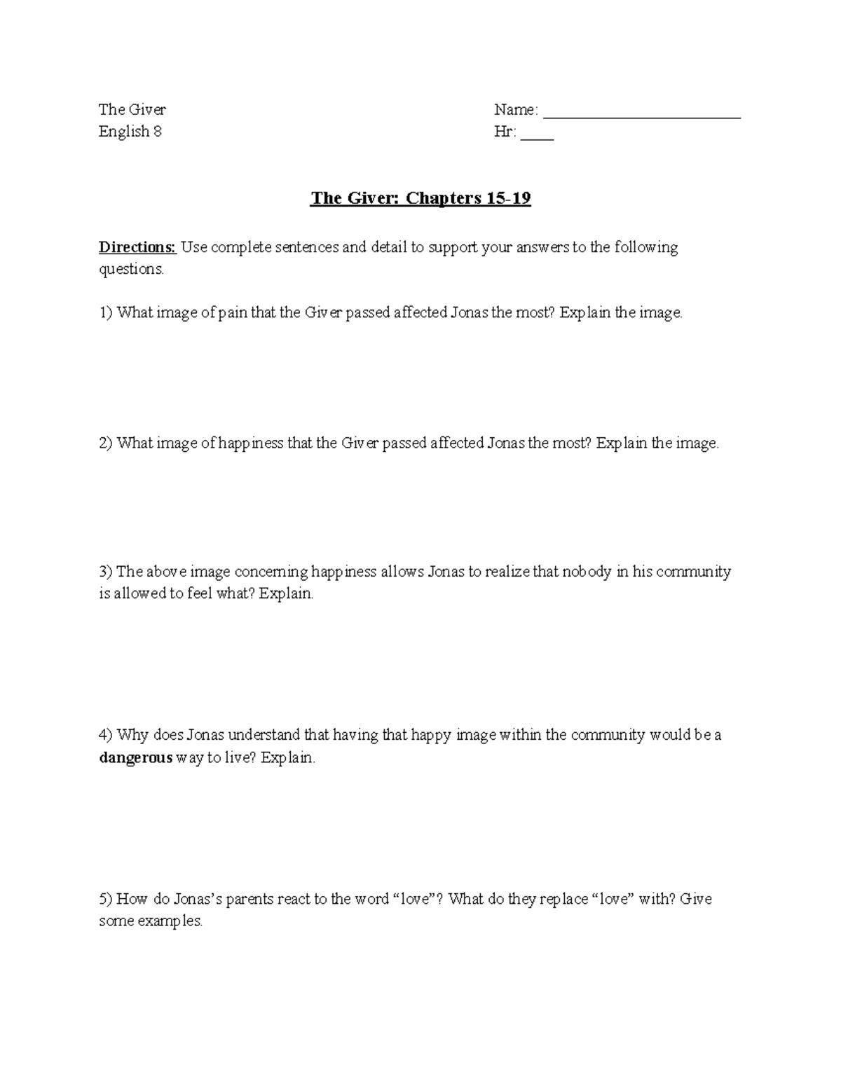 jognw12dqwd33efw - The Giver Name: ________________________ English 8 ...