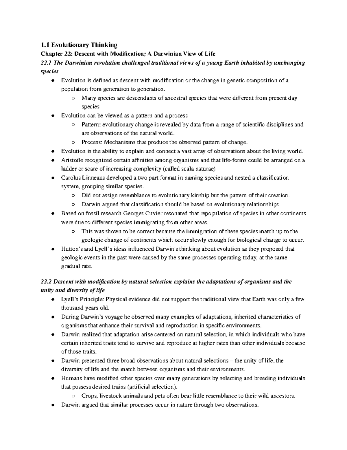 Module 1 - Evolution - 1 Evolutionary Thinking Chapter 22: Descent with ...