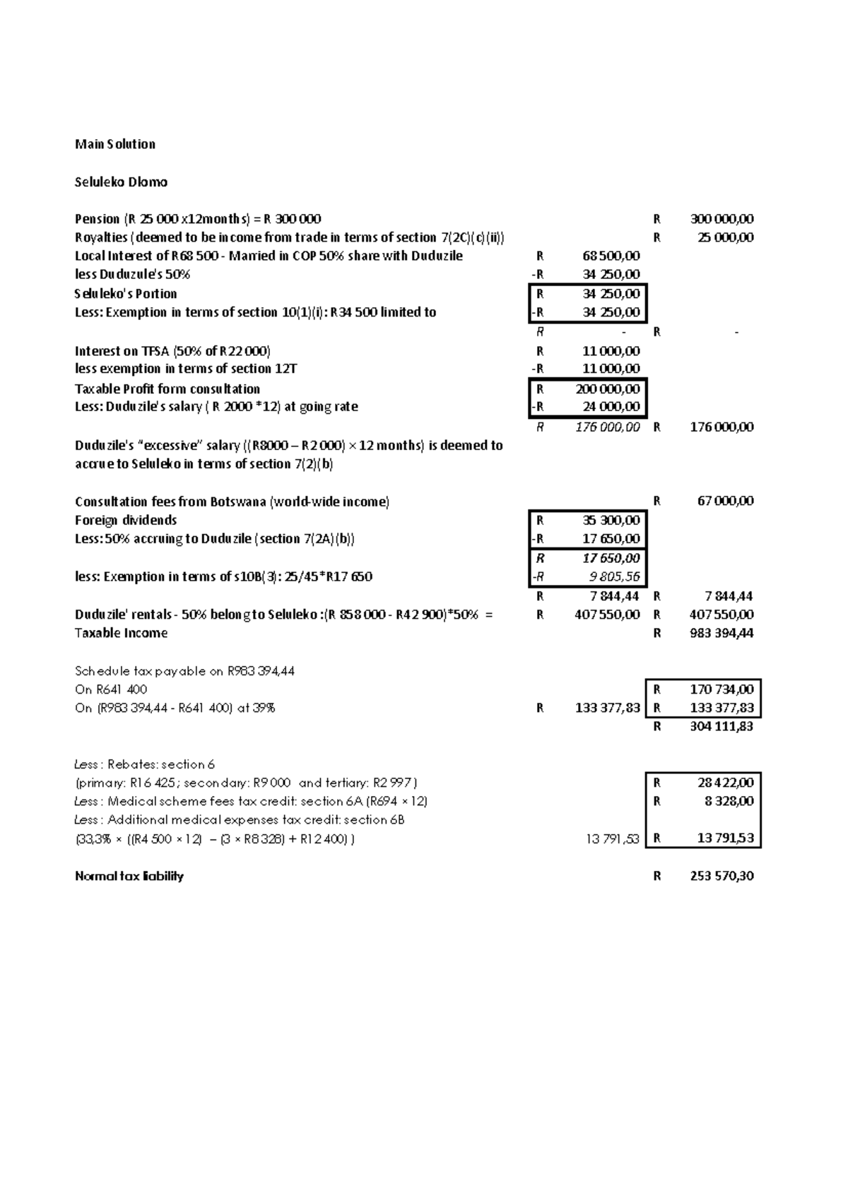Q1 - Seluleko - questions - Main Solution Royalties (deemed to be ...