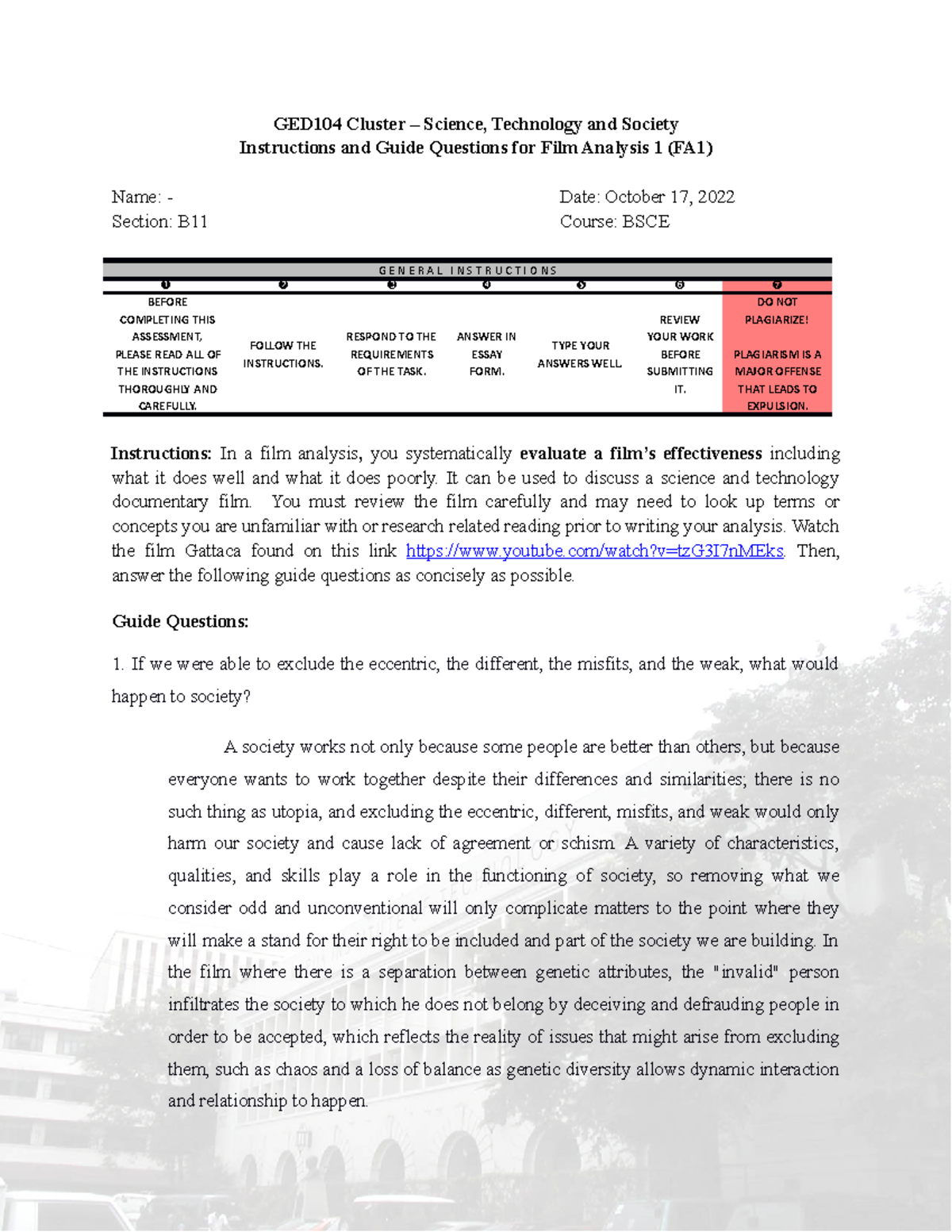GED104 FA (Module3) - GED104 Cluster – Science, Technology and Society ...