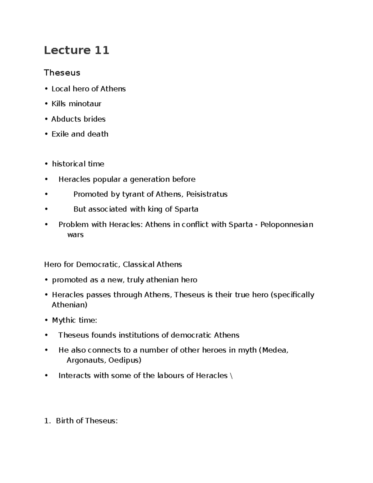 Lecture 11 - Theseus - Birth of Theseus: early importance of Poseidon ...