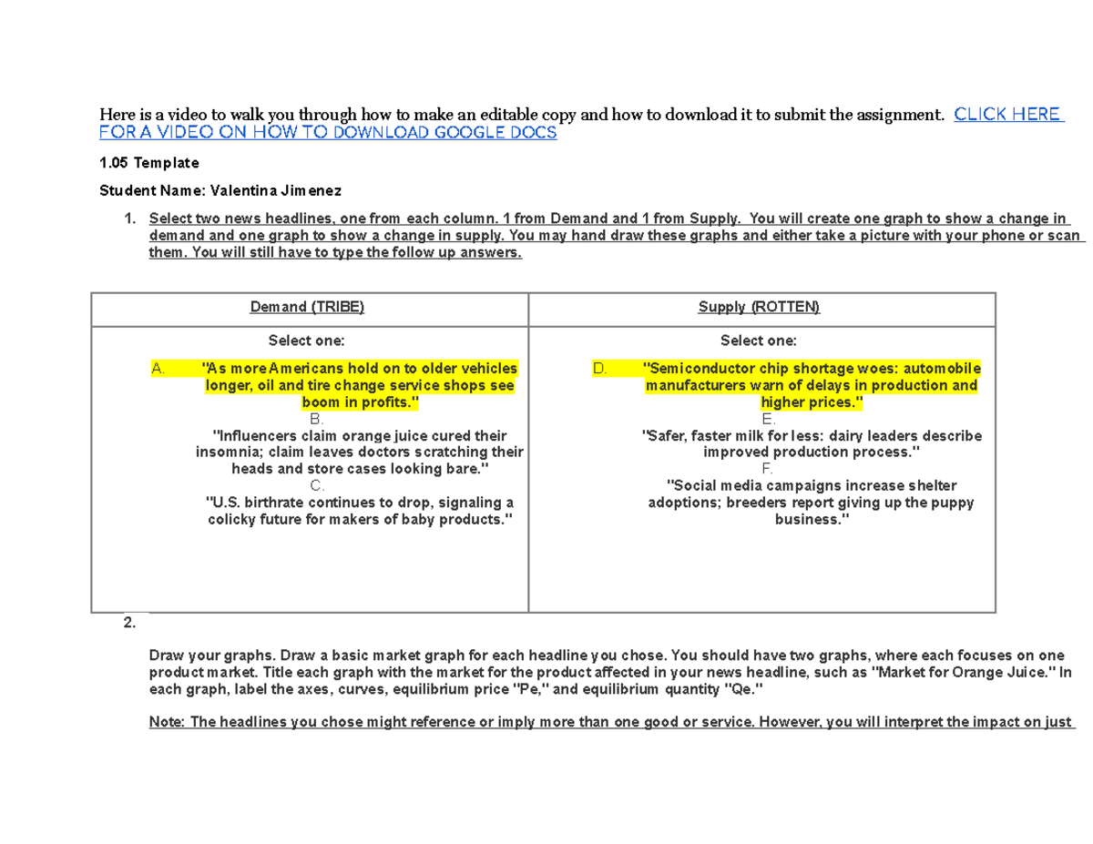 Copy of 1.05 template - economics assignment - Here is a video to walk ...