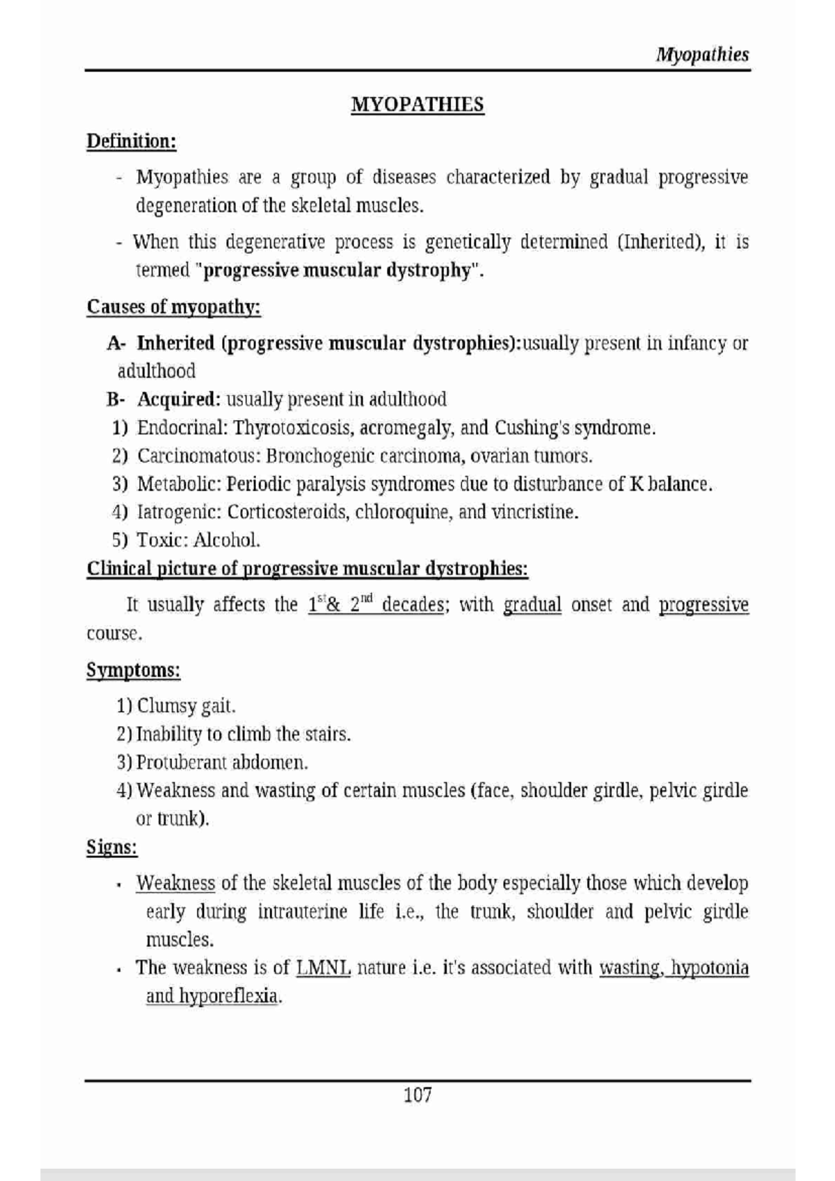 Myopathies - central nervous system - Studocu