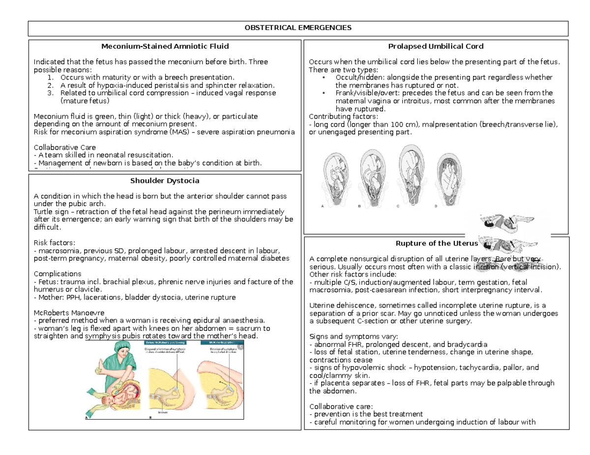 Obstetrical Emergencies - OBSTETRICAL EMERGENCIES Prolapsed Umbilical ...