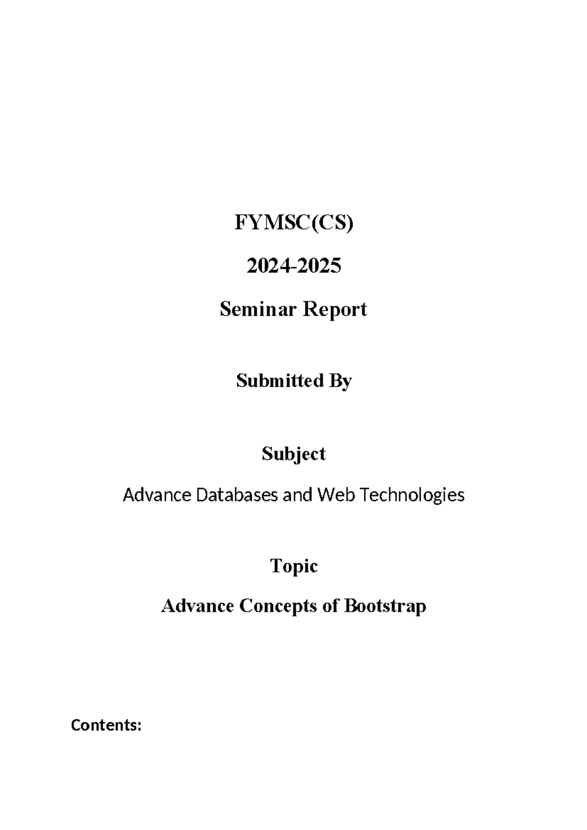 ADT - Project report Adt - FYMSC(CS) 2024- Seminar Report Submitted By ...
