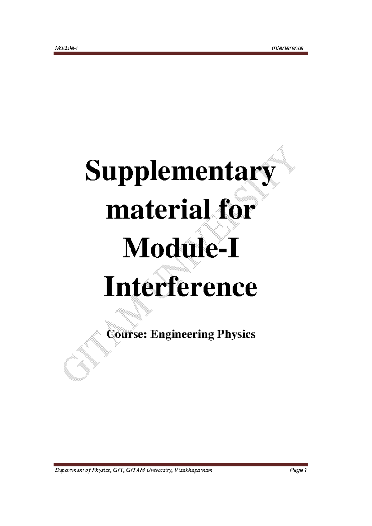 Unit-2 p-1 - Fop - Supplementary material for Module-I Interference Course: Engineering Physics ...