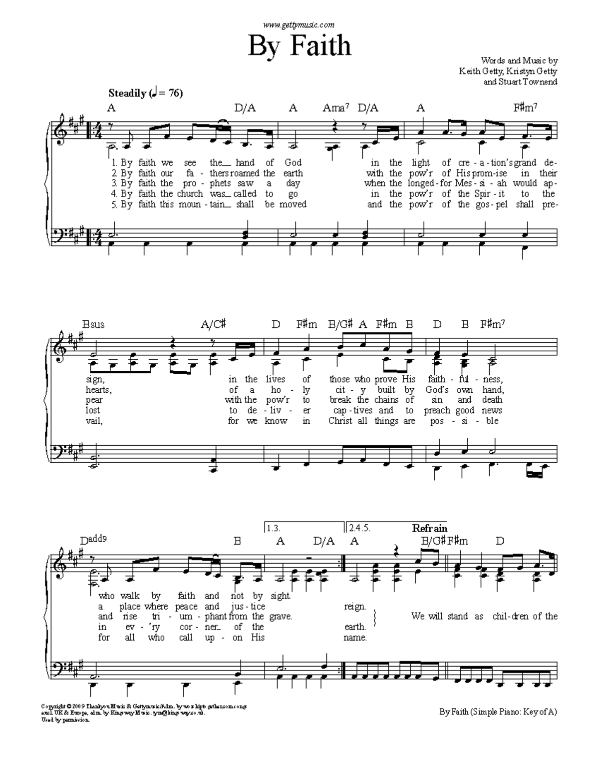 By-Faith-Getty - none - ####### Steadily (q = 76) By Faith Words and ...