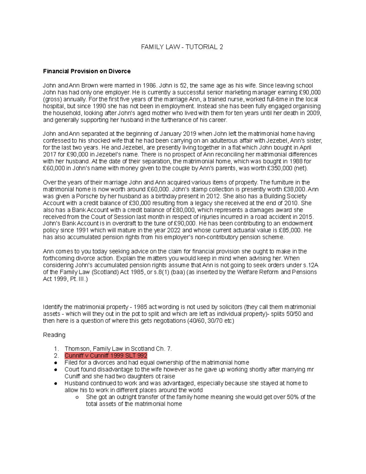 Family LAW - Tutorial 2 Cases Notes docx - FAMILY LAW - TUTORIAL 2 ...