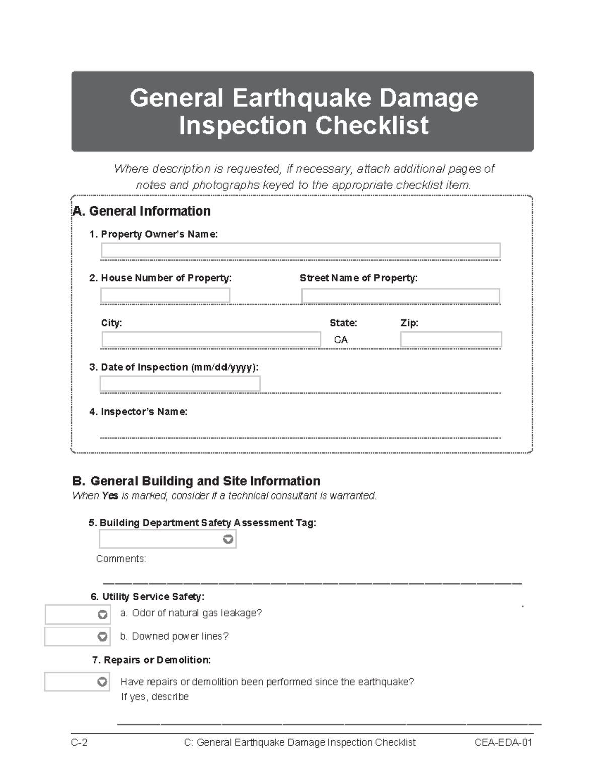 Earthquake- Assessment - C-2 C: General Earthquake Damage Inspection ...