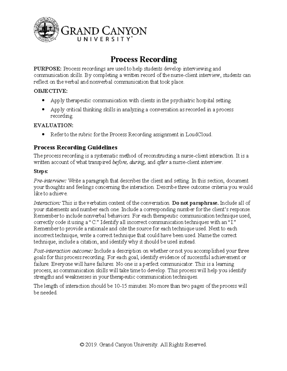 322 Process Recording 1 - Process Recording PURPOSE: Process recordings ...