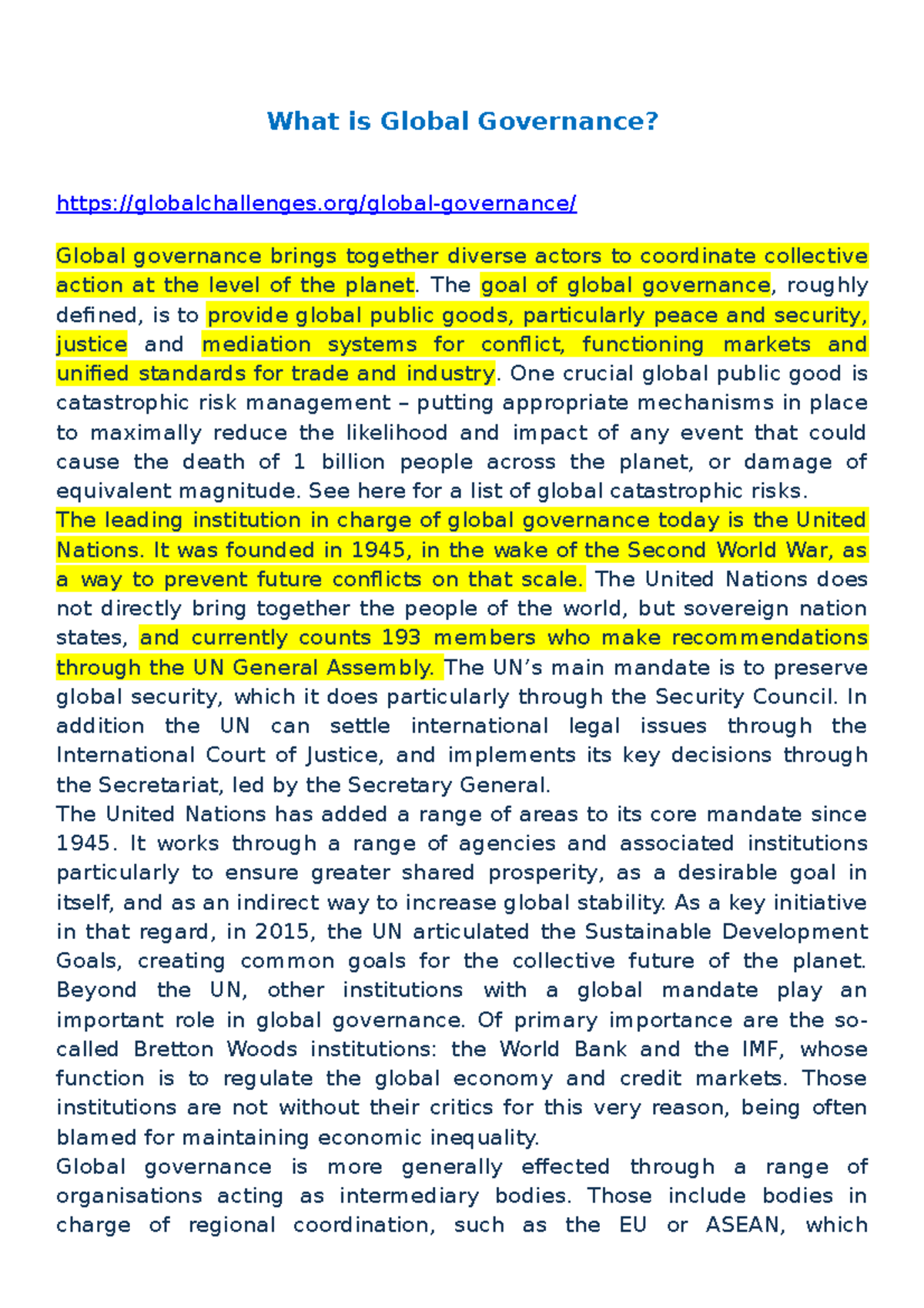 What Is Global Governance What Is Global Governance Globalchallenges